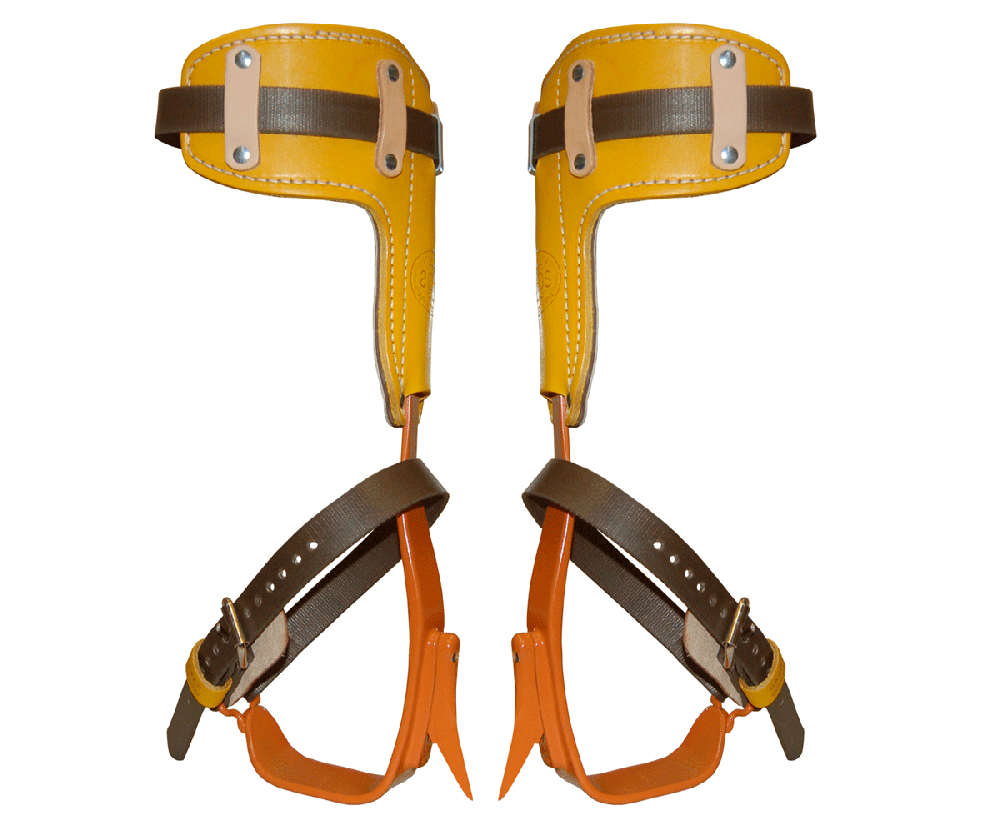Bashlin twisted steel climbing spikes (leather pads) – F.R. Jones & Son