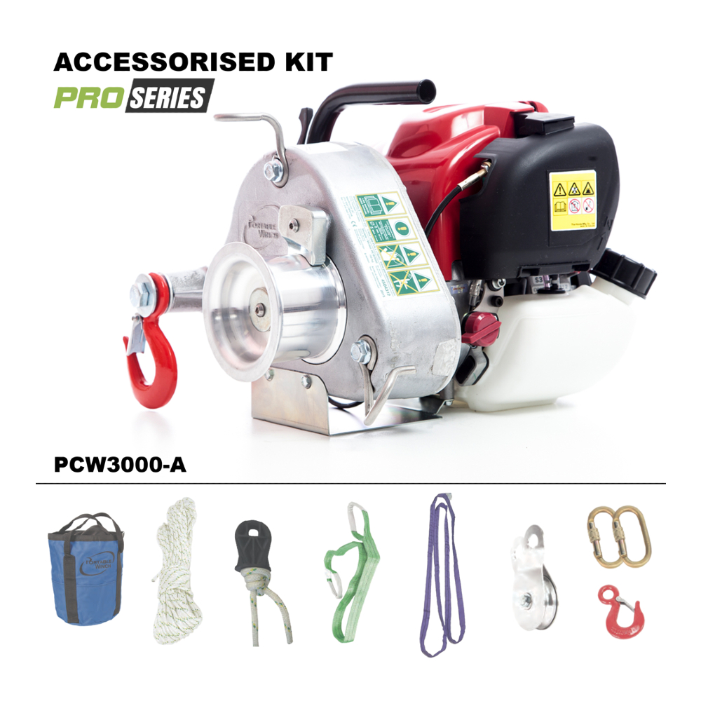 Portable Winch ProSeries PCW3000-A petrol pulling winching kit (700kg ...